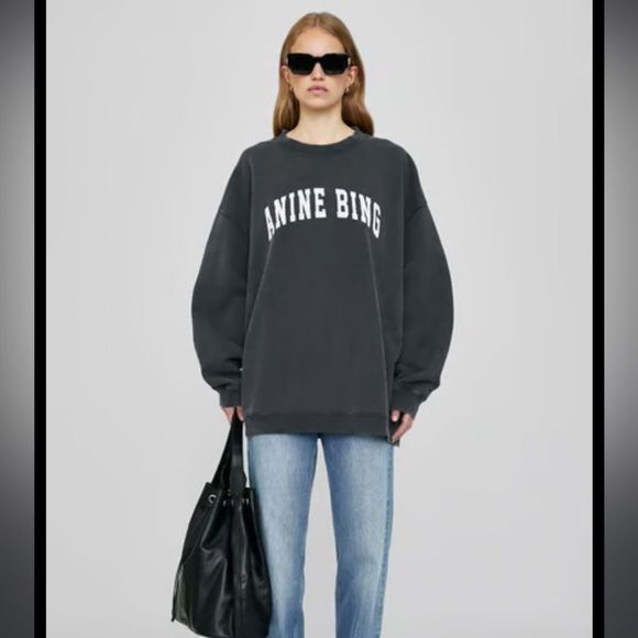 Anine bing washed black crewneck NWT